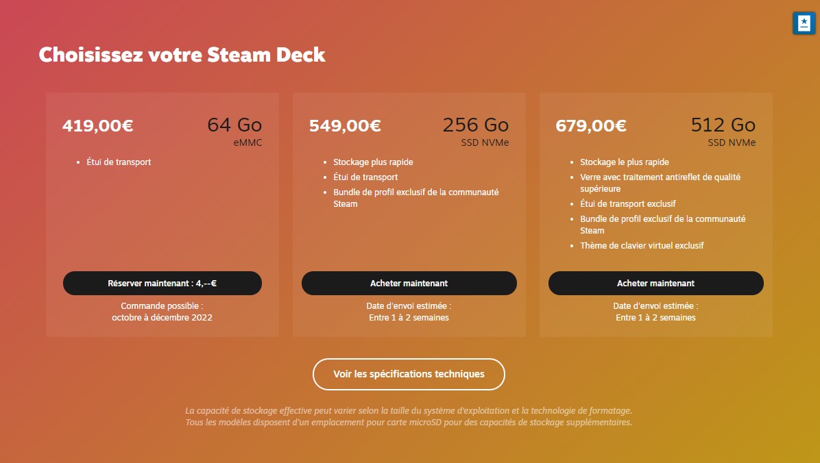 Le Steam Deck est désormais disponible sans attente - puissance steamdeck